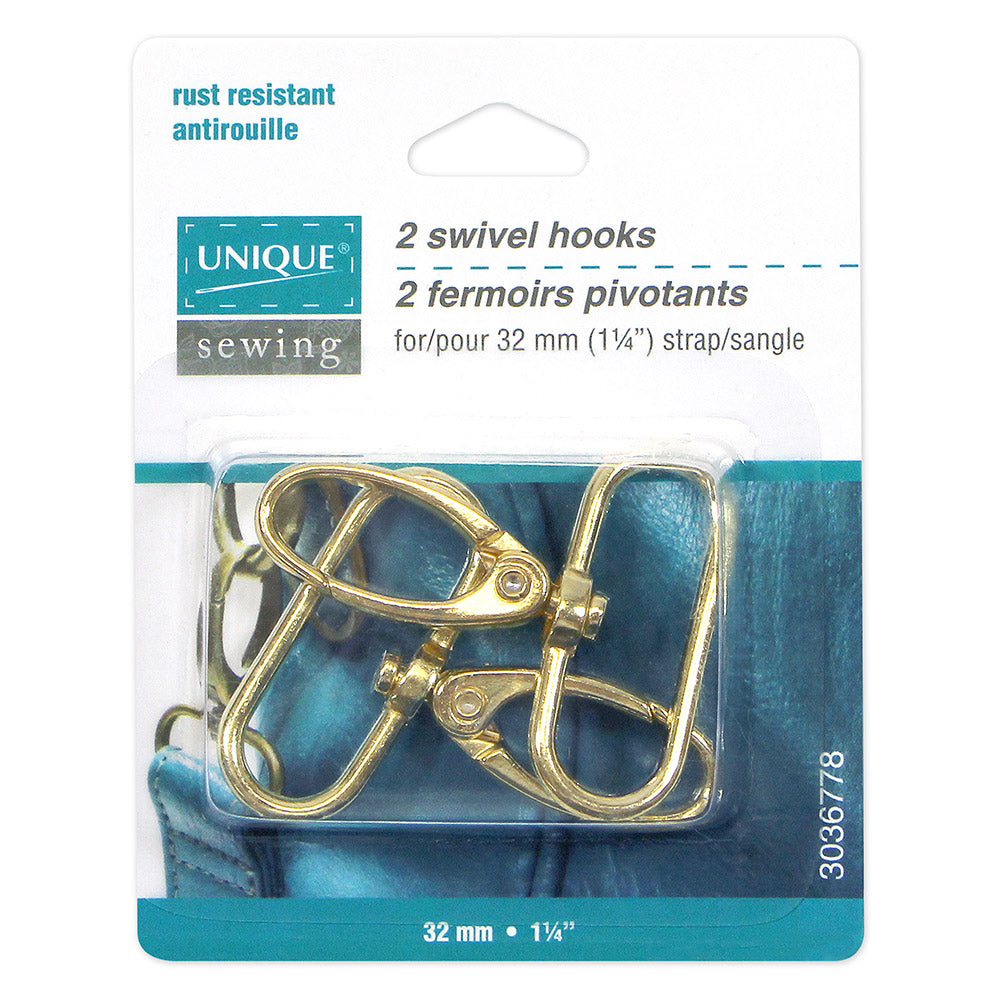 UNIQUE SEWING Swivel Clasps - 32mm (1¼") - Gold - 2 pcs. – Fabricville