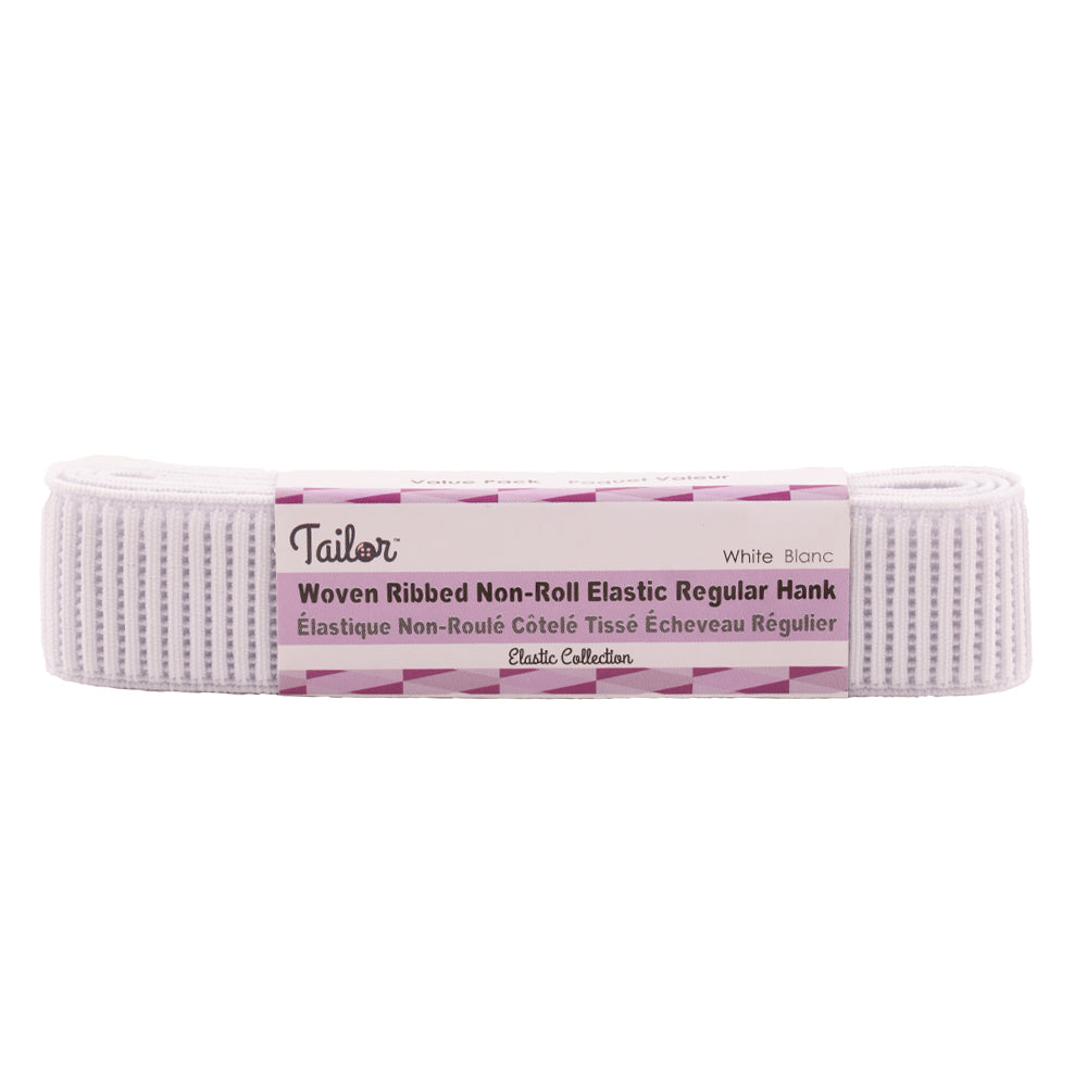 Tailor Woven Ribbed Non-Roll Elastic Regular Hank - 25MM x 0.90M - Whi ...