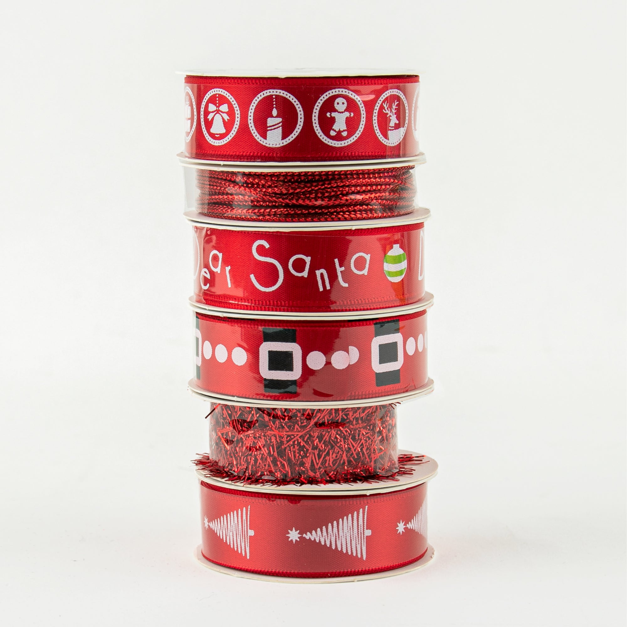 Christmas Satin Ribbons Assortment - Red Santa (6pcs) – Fabricville