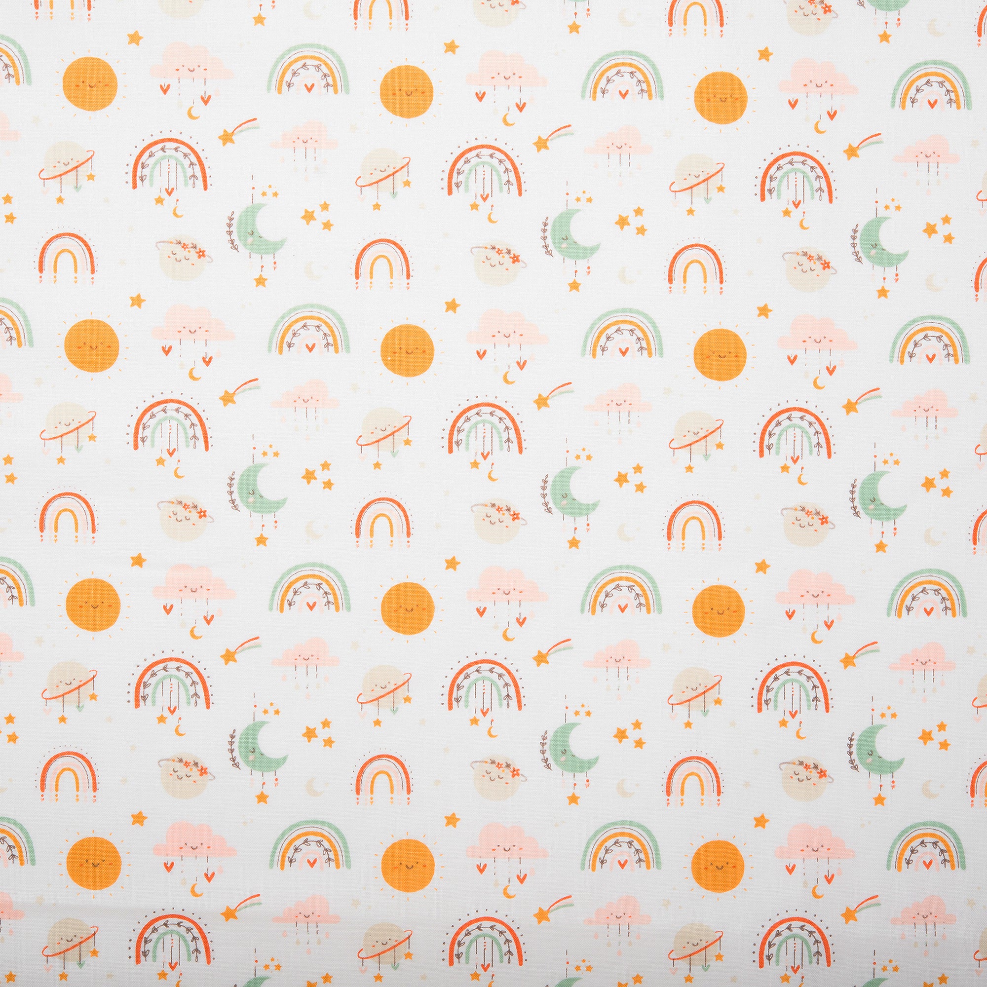 CAMELOT Quilting cotton - Boho Galaxy collection - Rainbow / Moon - Wh ...