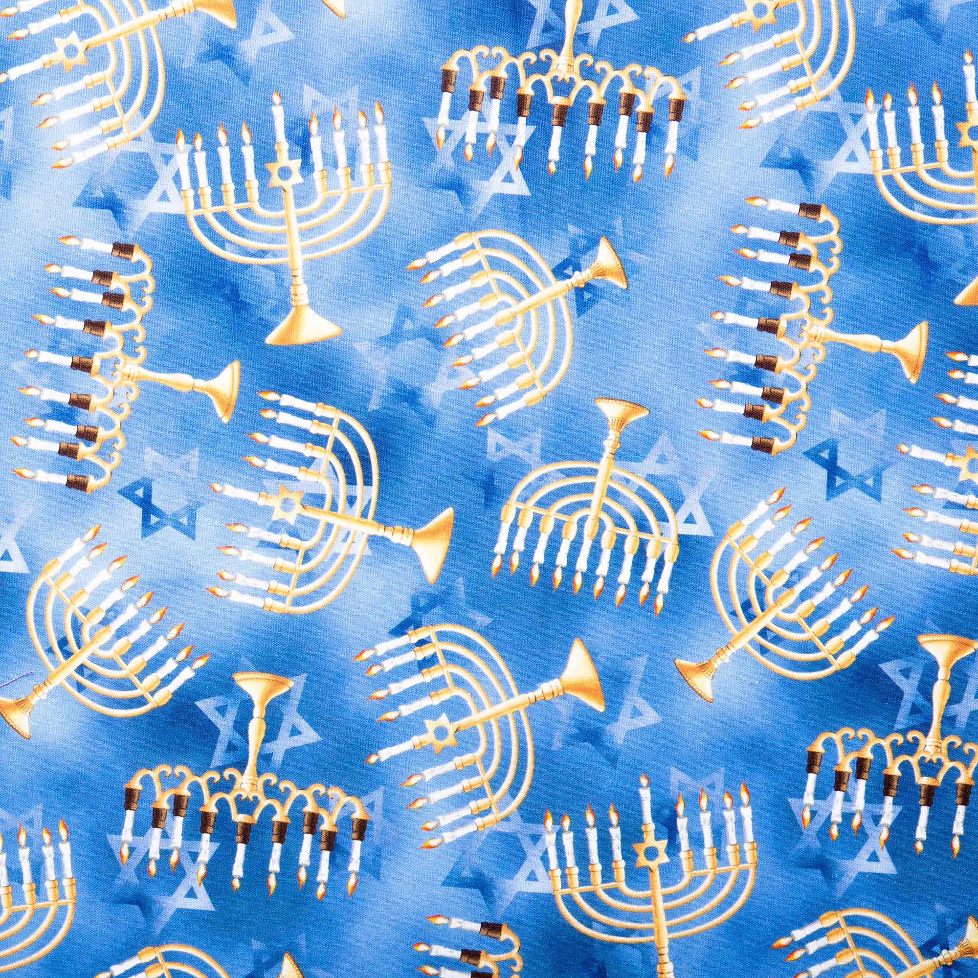 Cotton print - HANUKKAH - Menorah - Blue – Fabricville